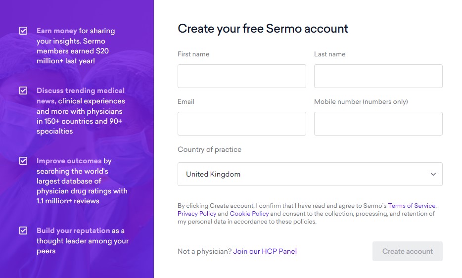 加入 SERMO – Chinese